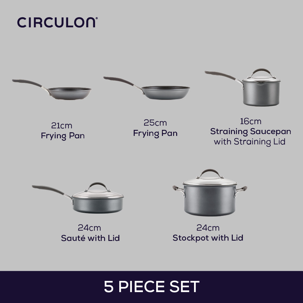 ScratchDefense Extreme Non-Stick Induction Pan Set - 5PC | Circulon UK · Circulon