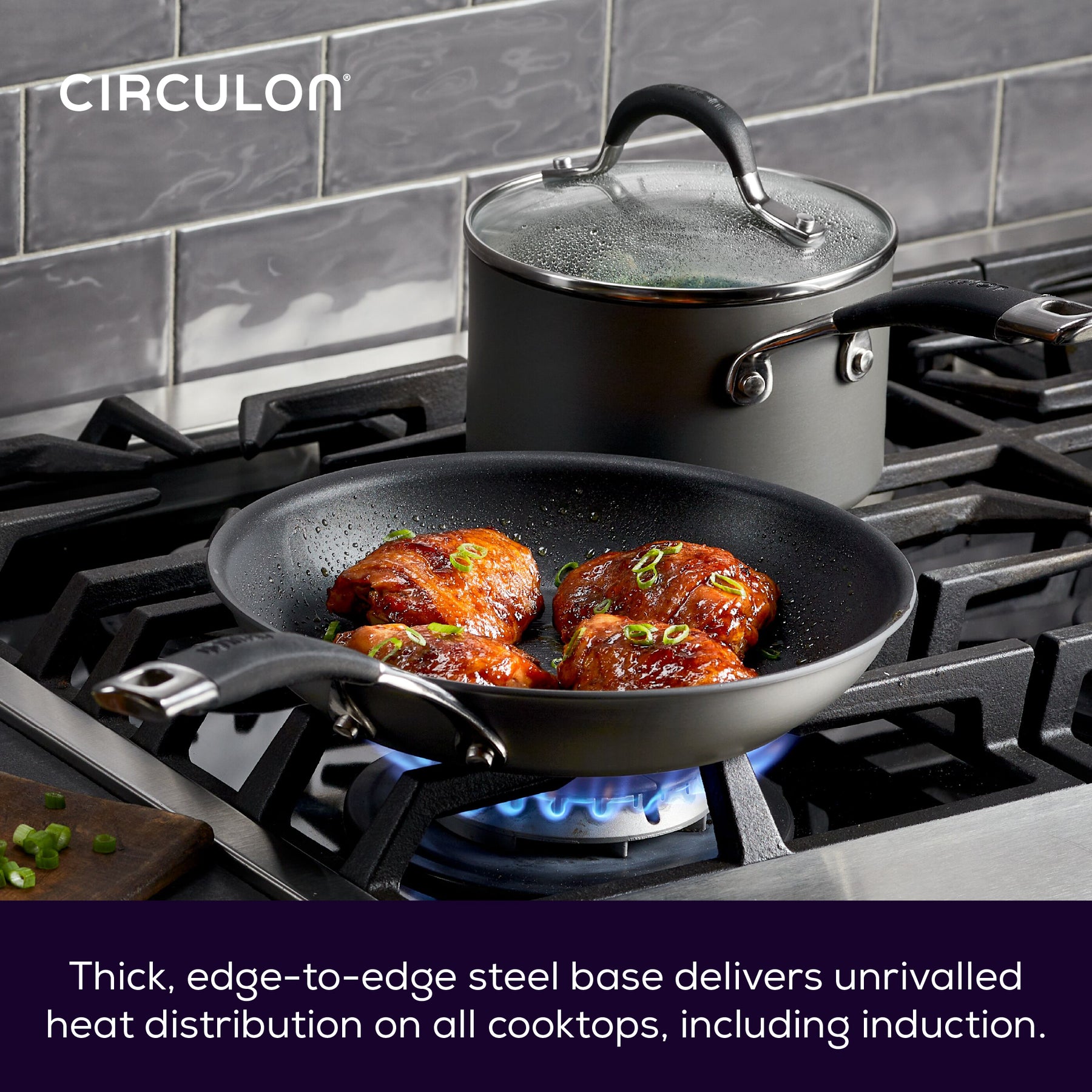 Momentum 26cm Wok Hard Anodized Stir Fry Pan Soft Grip Circulon