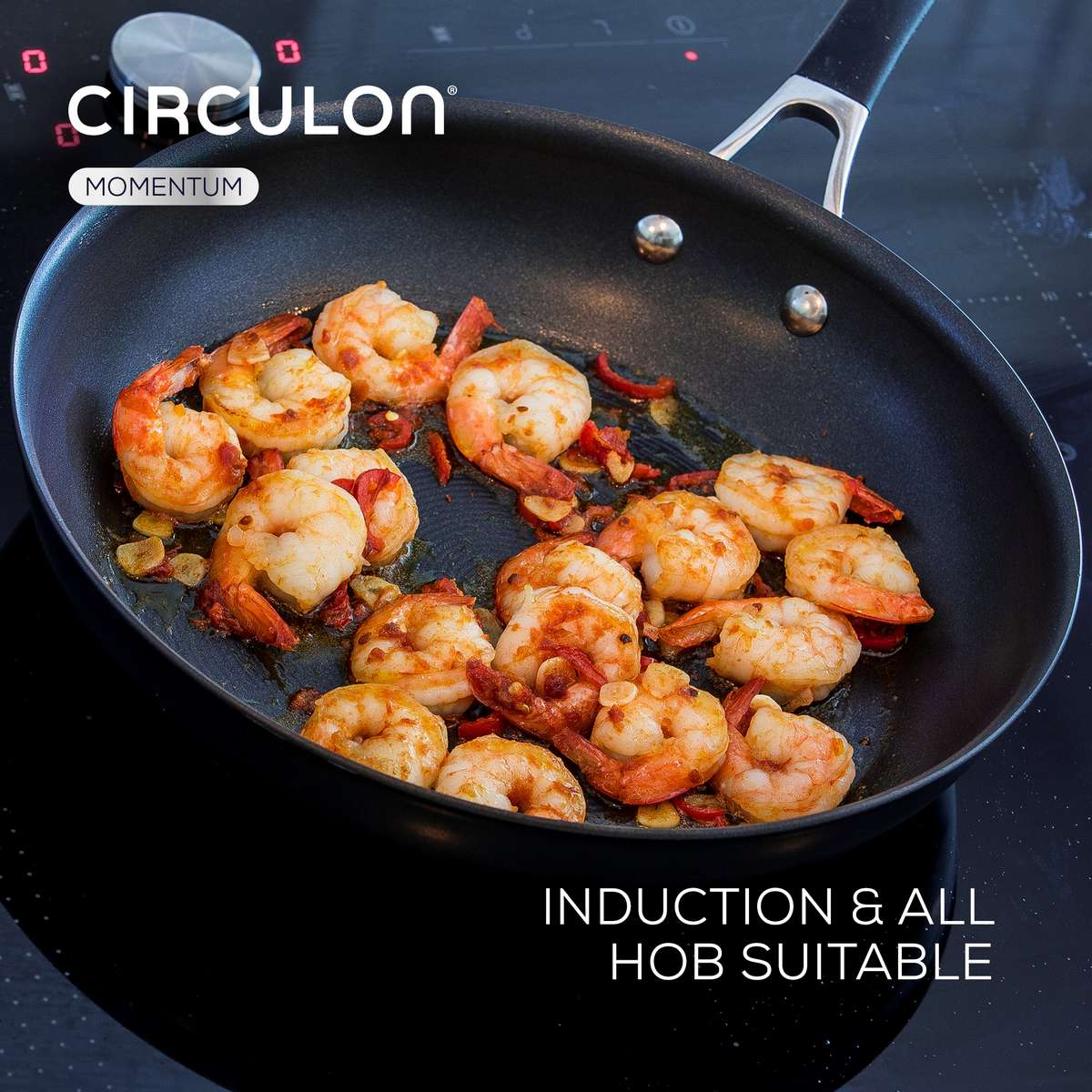 Momentum 26cm Wok Hard Anodized Stir Fry Pan Soft Grip Circulon Uk