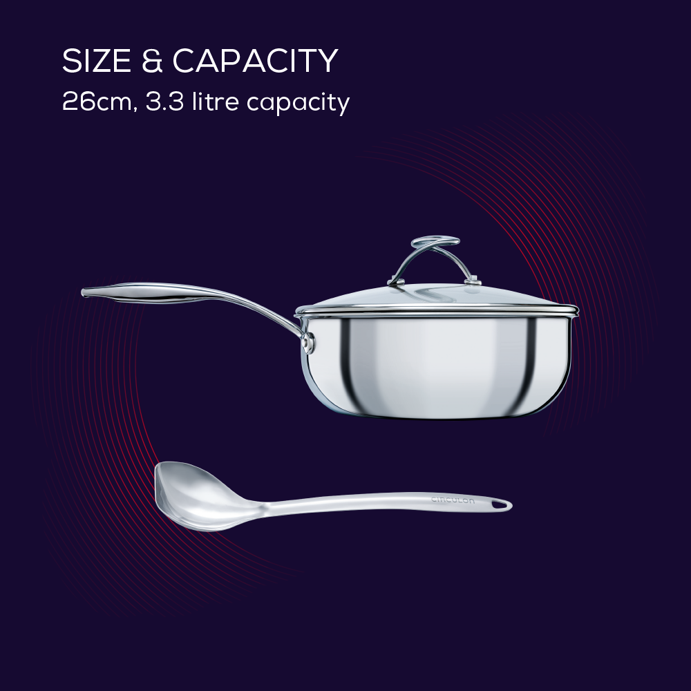 Hybrid Non-Stick Stainless Steel Chef Sauté Pan & Spoon - 24cm ...